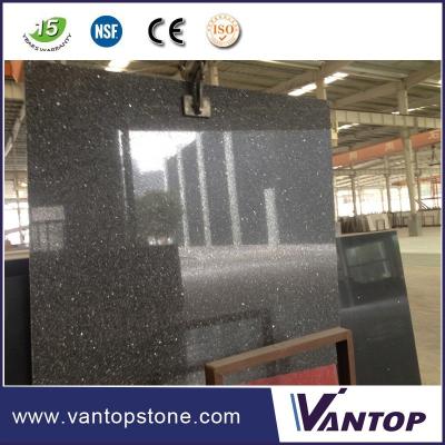 China 3200x1600mm Artificial Crystal Shining Dark Grey Quartz Slab for Worktop for sale