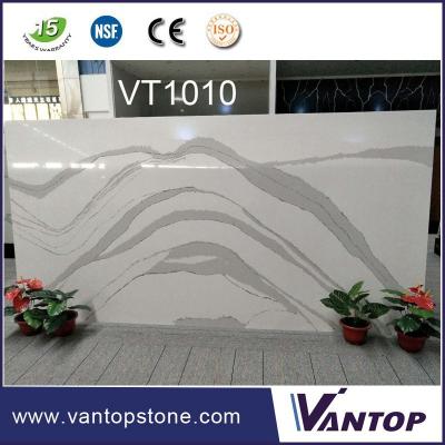 China White Marble Vein Composite Quartz Stone for Kitchen Countertop for sale