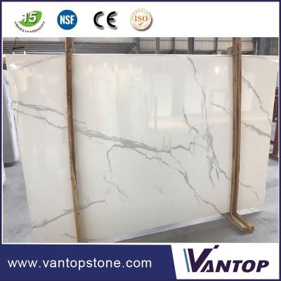 China Calacatta White Artificial Marble Slab Countertop Dining Table Top for sale