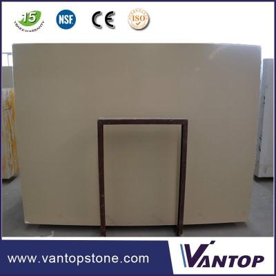 China 18mm Prime Beige Artificial Marble Stone Slab for Bathroom Countertop for sale
