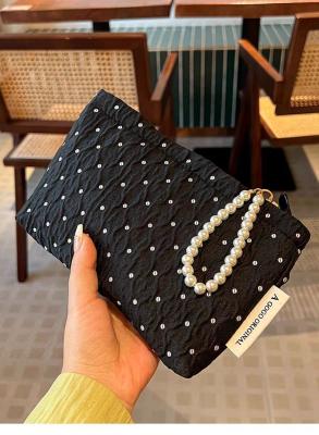China POLKA DOT BLACK MAKEUP BAG SWEET SKINCARE STORAGE BAG CARRYING PORTABLE COIN PURSE TRAVEL WASH for sale