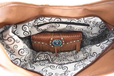 Cina STILLO occidentale FRANGE CONCHOS GEM RINESTONE STUDIATO PELLE INTRECCATA BORSA PAESANA BORSA DI MANO DONNE BORSA DELLA SPALLA Set portafogli in vendita