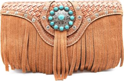 Cina STILLO occidentale FRANGE CONCHOS GEM RINESTONE STUDIATO PELLE INTRECCATA BORSA PAESANA BORSA DI MANO DONNE BORSA DELLA SPALLA Set portafogli in vendita