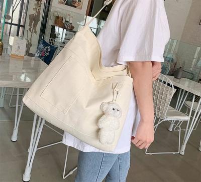 China Brand: Kehpish Economical Cotton Canvas Tote Bag,Women Hobo Shoulder Bag Crossbody Handbag with 3 External Pocket for sale