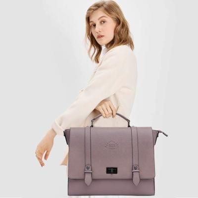 Cina EASEGAVE BRIEFCASE per laptop da 17 pollici da donna, VINTAGE PURPLE SAFFIANO ECO-LEATHER, MULTI-COMPARTMENT, Capacità di peso di 3 libbre in vendita