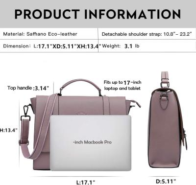 Cina EASEGAVE BRIEFCASE per laptop da 17 pollici da donna, VINTAGE PURPLE SAFFIANO ECO-LEATHER, MULTI-COMPARTMENT, Capacità di peso di 3 libbre in vendita