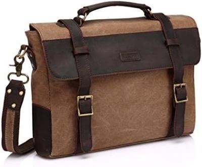 China Messenger Bag for Men,Vintage Canvas Leather Canvas Laptop Satchel Shoulder Bag Business Briefcase for sale