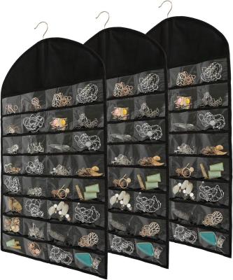 China FORAINEAM 3 PACK HANGING JEWELRY ORGANIZER 32 POCKETS 18 HOOK AND LOOPS NECKLACE HOLDER EARRINGS BRACELET RING DISPLAY for sale