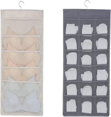 China BRA AND UNDERWEAR HANGING STORAGE ORGANIZER MESH POCKETS DUAL SIDED WALL SHELVES SPACE SAVER BAG SOCK UNDERPANTS DRAWER for sale