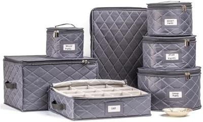 China CHINA STORAGE CONTAINERS QUILTED. 7PC DISHES STORAGE KIT WITH 48 CUT-TO-SIZE FELT INNERS. FINE CHINA STORAGE, PLATE for sale