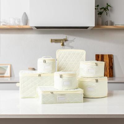 China CHINA STORAGE CONTAINERS QUILTED. 7PC DISHES STORAGE KIT WITH 48 CUT-TO-SIZE FELT INNERS. FINE CHINA STORAGE, PLATE for sale
