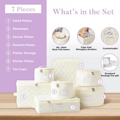 China CHINA STORAGE CONTAINERS QUILTED. 7PC DISHES STORAGE KIT WITH 48 CUT-TO-SIZE FELT INNERS. FINE CHINA STORAGE, PLATE for sale