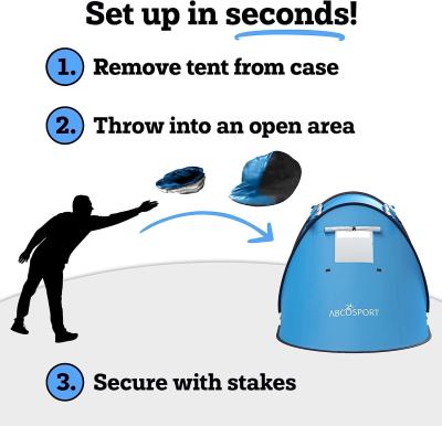 Cina Abco Pop Up Tent per 2 persone - Cabana portatile con 2 porte, resistente all'acqua e protezione UV, borsa da trasporto - Sky Blue in vendita