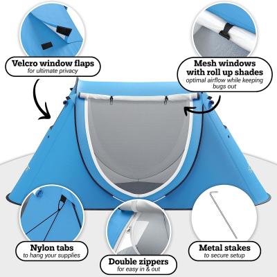 Cina Abco Pop Up Tent per 2 persone - Cabana portatile con 2 porte, resistente all'acqua e protezione UV, borsa da trasporto - Sky Blue in vendita