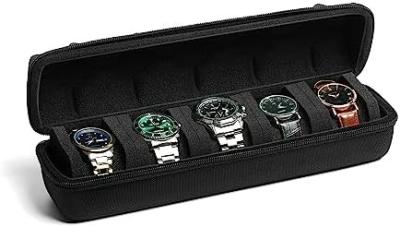 China 3 watch travel case roll, Hard watch carry case roll display storage holder box with soft foam pillows snug fit all size for sale