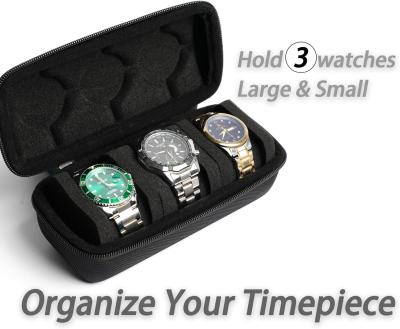 China 3 watch travel case roll, Hard watch carry case roll display storage holder box with soft foam pillows snug fit all size for sale