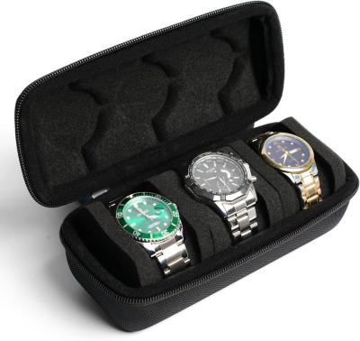 China 3 watch travel case roll, Hard watch carry case roll display storage holder box with soft foam pillows snug fit all size for sale