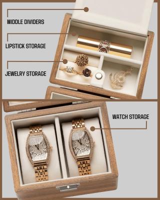 Cina Casella per orologi, custodia da viaggio per uomini, organizzatore per orologi in legno e portagioielli per donna, protezione portatile a 2 slot in vendita