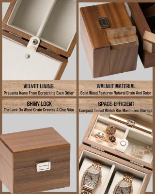 Cina Casella per orologi, custodia da viaggio per uomini, organizzatore per orologi in legno e portagioielli per donna, protezione portatile a 2 slot in vendita