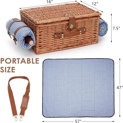 China Wicker Picnic Basket with Lid and Handle Sturdy Woven Body with Washable Lining for Easter,Mother's Day,Outdoor Camping for sale