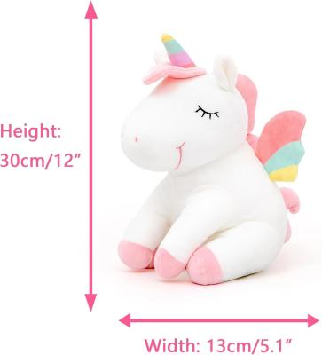 Cina Lazada Unicorn Stuffed Animal Plush Toys Ragazze Regali con ali arcobaleno Bianco 12 pollici in vendita