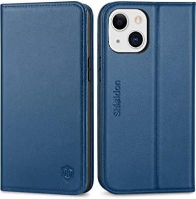 China Leather wallet folding case Magnetic seal RFID blocking card slot holder Fully protected case compatible with iPhone 13 for sale