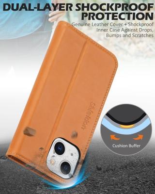 China Leather wallet folding case Magnetic seal RFID blocking card slot holder Fully protected case compatible with iPhone 13 for sale