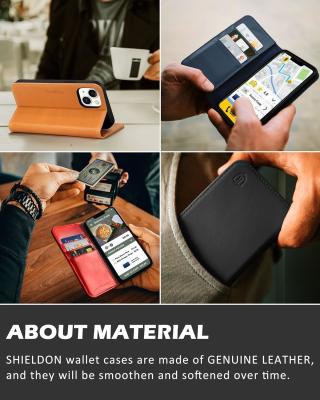 China Leather wallet folding case Magnetic seal RFID blocking card slot holder Fully protected case compatible with iPhone 13 for sale