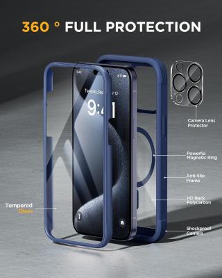 China Magnetic for iPhone 12 Pro Max Case Full-Body Built-in Glass Screen Protector& Camera Protector for sale