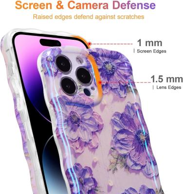 China iPhone 12 Pro Max, colorful retro oil print laser gloss pattern cute curly wavy edge exquisite phone case for sale
