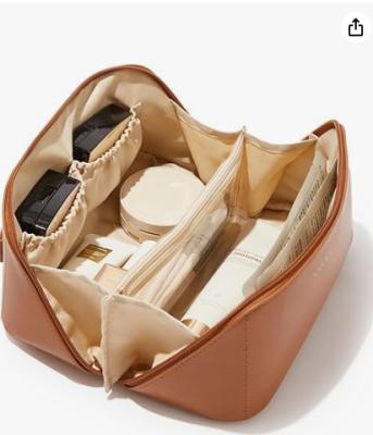China EACHY Travel Makeup Bag,Large Capacity Cosmetic Bags for Women,Waterproof Portable Pouch Open Flat Toiletry Bag Pattern Makeup Bag for sale