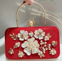 China REWELL SGS Certified Evening Handbag Red Gold Polyester Lining Detachable Strap 10x6x2 Inches for sale