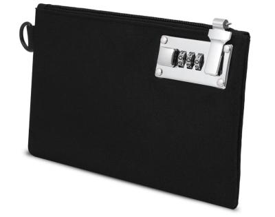 China Money Bag With Lock, 5 X 8 Inches Lockable Money Bag, Locking Accessories Pouch For Cash, Jewelry, Passports, Medicine, Credit Cards - ‎Black for sale