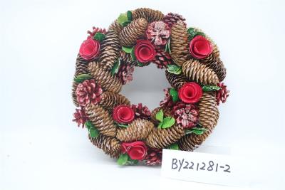 China Wholesale Artificial Christmas Door Decoration Supplies Nature Pine Cone Large Christmas Wreath Garland Decor for sale