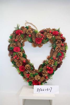 China Wholesale Artificial Christmas Door Decoration Supplies Nature Pine Cone Large Christmas Wreath Garland Decor for sale