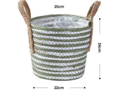 China Handicraft Natural Seagrass Storage Basket With Handle ECO Friendly Kids Toy Clothes Baskets Storage Home Decoractions for sale