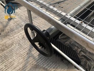 Greenhouse rolling bench side view