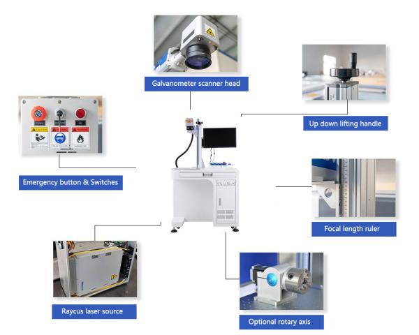 Quality Deep Marking JCZ Control Software 20w 30w 50w 100w Fiber Laser Marking Machine for sale