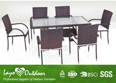 Cina Mobilia del patio di 7 pezzi che pranza la struttura d'acciaio del giardino degli insiemi con rattan in vendita