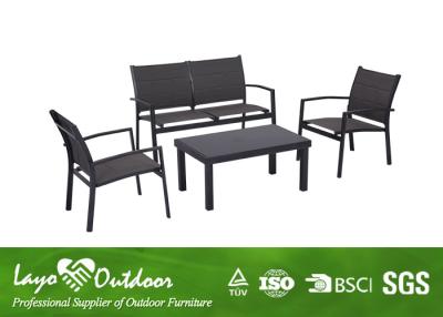 China Outdoor Balcony Furniture 4PCS Sling Fabric Sofa Set With Padding Inside Seat / Back for sale