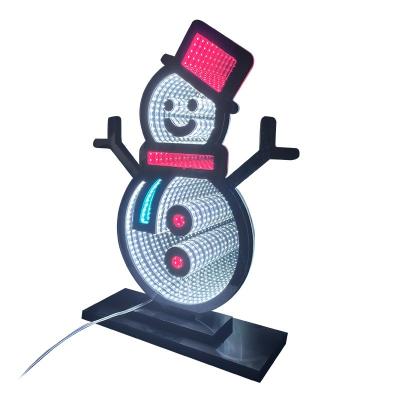 China Cordão de alimentação Espelho de infinito de dois lados Luz LED Espelho mágico acrílico Homem de neve de Natal à venda