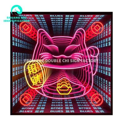 Cina Specchio 3D stereo a parete/a pavimento in neon verde blu rosso personalizzabile in vendita