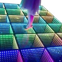 China 3D Infinity LED Mirror Dance Floor For Wedding Party Support Dimmer Brick Lights for sale