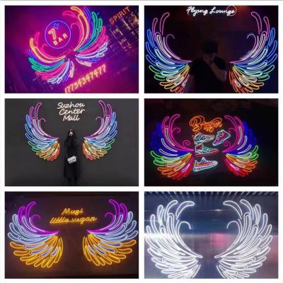 China Big Angel Wings Neon Sign Ocultante Decoração do evento da festa com letras de marca à venda