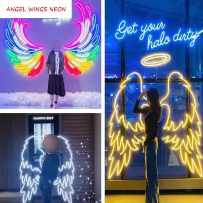 China Big Angel Wings Neon Sign Ocultante Decoração do evento da festa com letras de marca à venda