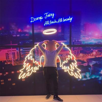 China Big Angel Wings Neon Sign Ocultante Decoração do evento da festa com letras de marca à venda