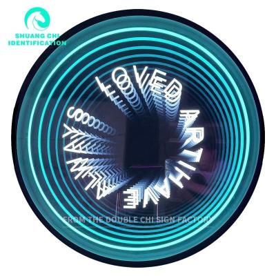 Cina Adapter Alimentato Hd Tempered Glass Sfondo Led Light Box Specchio Infinito 3d Segno Neon a Led su misura in vendita