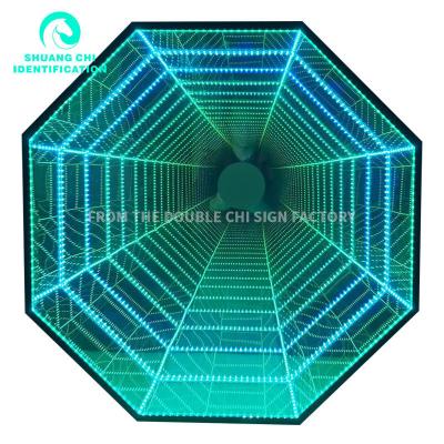 Cina Adapter Alimentato Hd Tempered Glass Sfondo Led Light Box Specchio Infinito 3d Segno Neon a Led su misura in vendita