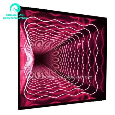 Cina Adapter Alimentato Hd Tempered Glass Sfondo Led Light Box Specchio Infinito 3d Segno Neon a Led su misura in vendita