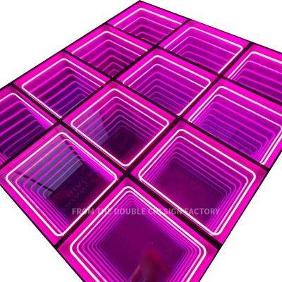 Cina 2023 Miglior prodotto di colori ricchi Indoor 3D Mirror Neon Dance Floor per DJ Disco Party in vendita